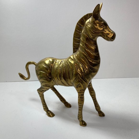 Accents | Vintage Large Standing Brass Zebra Figurine Made In Korea ...
